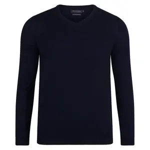 PAUL JAMES KNITWEAR Extra Fine Merino Wool V-neck Jumper - Blue