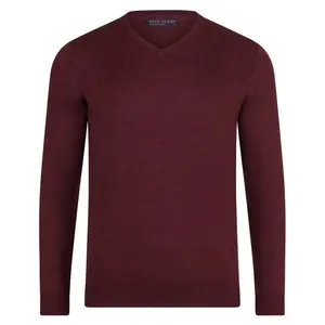 PAUL JAMES KNITWEAR Extra Fine Merino Wool V-neck Jumper - Red