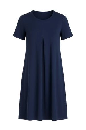 CONQUISTA Short Sleeve Pleat Detail Dress - Blue