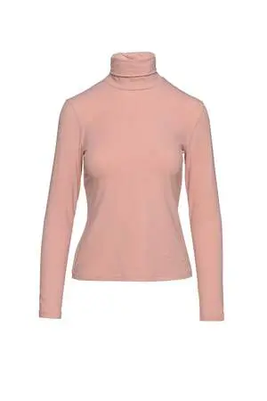 CONQUISTA Salmon Turtle Neck Top In Sustainable Fabric - Pink
