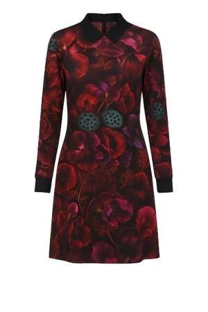 CONQUISTA Bold Floral Print A Line Dress - Red