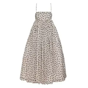 KAROLINA OZOLINSIUTE White / Black Aine Off White Maxi Dress With Bow Pattern - White/black