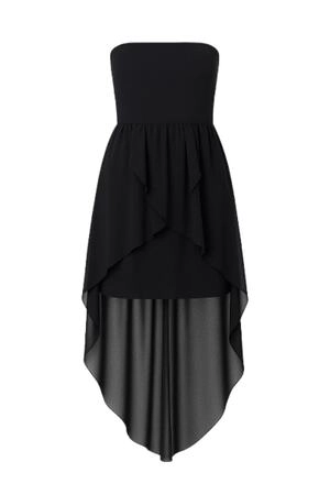 CONQUISTA Strapless Sheer Layer High Low Dress - Black