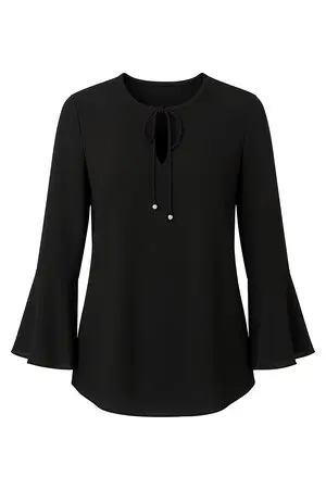 CONQUISTA Flounce Sleeve Top - Black