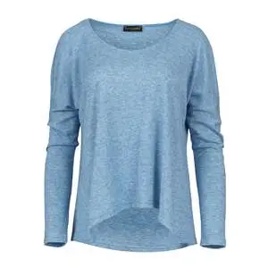 CONQUISTA Light Melange Knit Handkerchief Hem Top - Blue