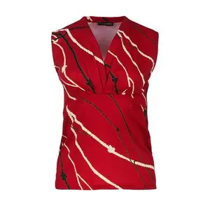 CONQUISTA Cotton Jersey Sleeveless Top With Rope Print - Red
