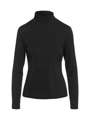 CONQUISTA Long Sleeve Polo Neck Jumper - Black