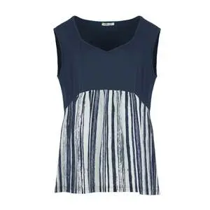 CONQUISTA Oceanic Stripes Viscose Blend Tank Top - Blue