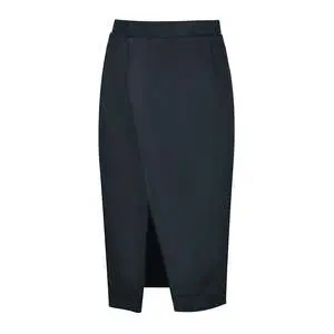 CONQUISTA Lightly Shiny Woven Cotton-blend Midi Skirt With Front Slit – Hidden Zipper - Black