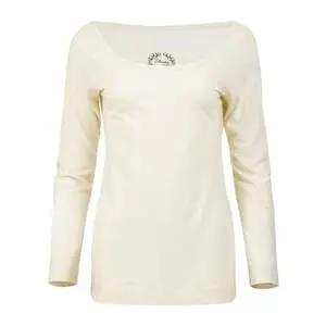 CONQUISTA Neutrals Organic Elegance Cream Crepe Top With Wide Neckline - White