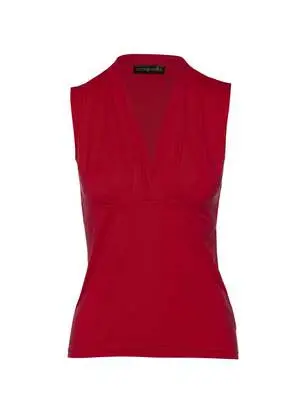 CONQUISTA Faux Wrap Sleeveless Top - Red
