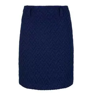 CONQUISTA Jacquard Wool Coat Fabric Mini Skirt - Blue