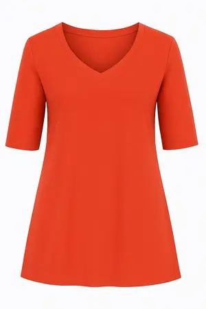 CONQUISTA Tunic In Viscose-elastane Jersey With Half Sleeves – Flame