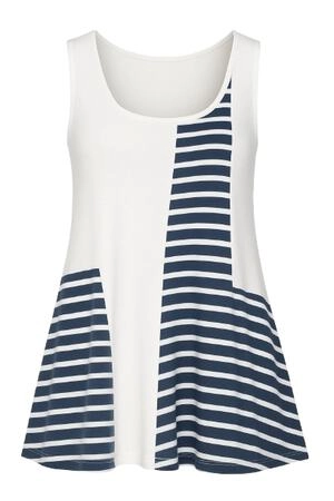 CONQUISTA Sleeveless Stripe Detail Tunic Navy - Blue