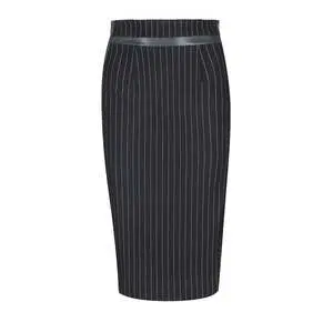 CONQUISTA Striped Pencil Skirt With Leather Detail - Black