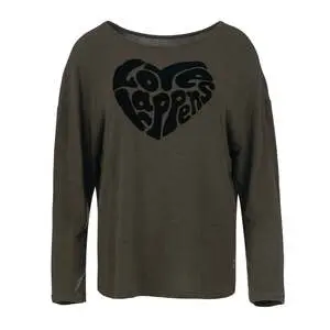 CONQUISTA Wool Blend Batwing Sleeve Top With Flock Motif - Brown