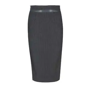 CONQUISTA High Waisted Pencil Skirt With Leather Detail - Black