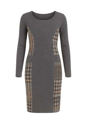 CONQUISTA Patterned Straight Sweater Dress - Grey