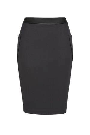 CONQUISTA Knee-length Punto Di Roma Skirt With Faux Leather Detail - Grey