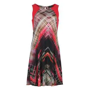 CONQUISTA Vibrant Geometric Asymmetry Dress