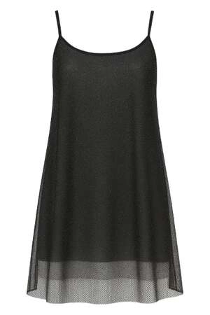 CONQUISTA Sheer Layer Mini Dress - Black