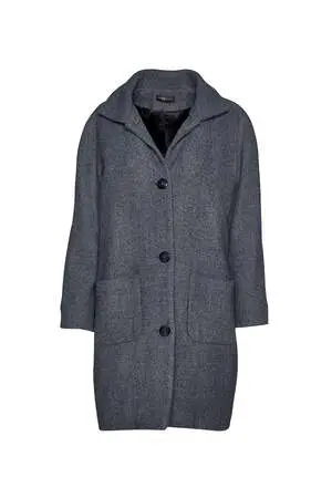 CONQUISTA Wool Blend Melange Coat Fashion - Grey