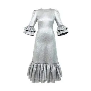 KAROLINA OZOLINSIUTE Silver / Grey Cher Sparkling Metalic Silver Maxi Dress - Silver/grey