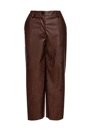 CONQUISTA Chocolate Faux Leather Culottes - Brown