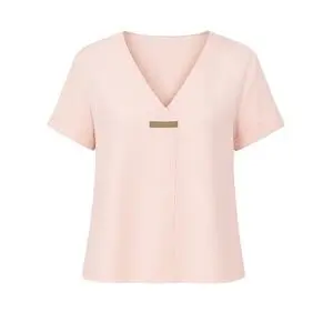 CONQUISTA Short Sleeve Top With V Neck Detail - Orange