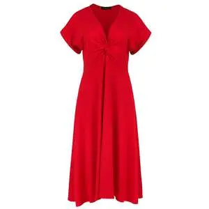 CONQUISTA Knot Detail Midi Dress - Red