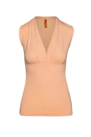 CONQUISTA Apricot Faux Wrap Sleeveless Top - Orange