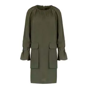CONQUISTA Neutrals Khaki Pocket Detail Tencel Dress - Yellow