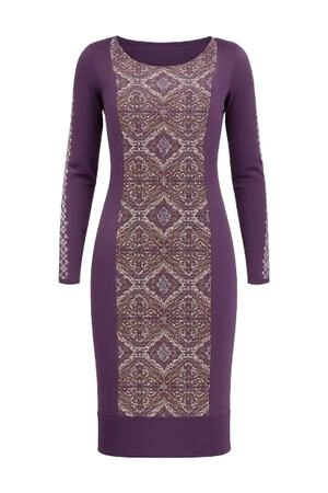 CONQUISTA Stretch Boat Neck Dress - Purple