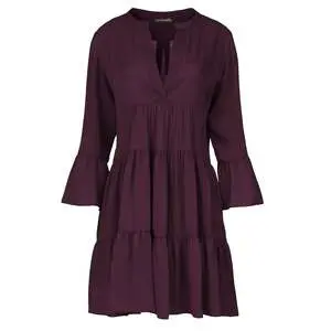 CONQUISTA Gathered Seams Tencel Dress - Red