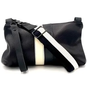 LYNN TALLERICO Nancy In Leather With Cream & Stripe - Black
