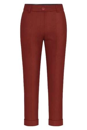 CONQUISTA Cropped Tape Pants With Turn Ups - Red