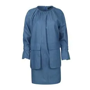 CONQUISTA Denim Style Dress With Pocket Detail - Blue