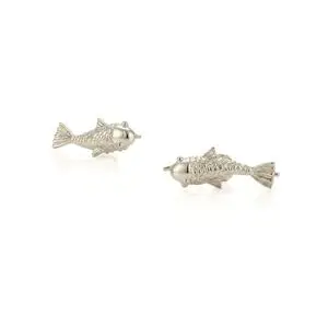 JAREDJAMIN Playing Koi Fish Climber Earrings - Silver
