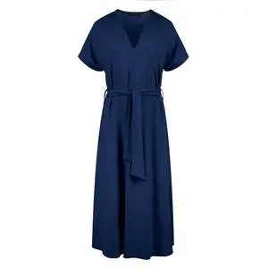 CONQUISTA Jersey Belted Midi Dress - Blue