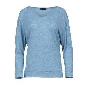 CONQUISTA Light Melange V Neck Knit Top - Blue
