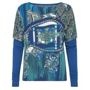 CONQUISTA Floaty Print Top - Blue