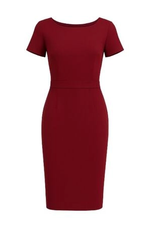 CONQUISTA Burgundy Fitted Cap Sleeve Dress - Red