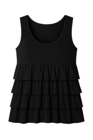 CONQUISTA Frill Tiered Top - Black