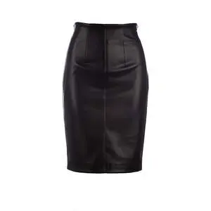 CONQUISTA Pleather Pencil Skirt - Black