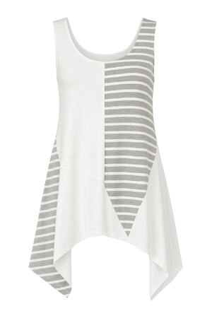 CONQUISTA Asymmetrical Stripe Detail Tunic - Grey