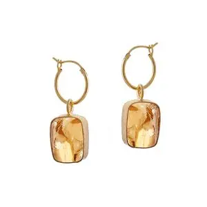 GODDESS CHARMS Gold / Yellow Citrine Eletal Crystal Earrings - Gold/yellow
