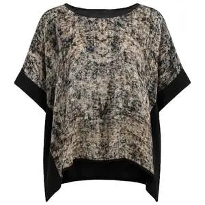 CONQUISTA Oversized Print Top With Sequins - Black