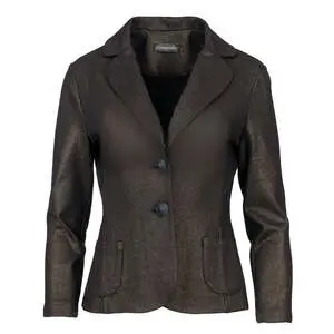 CONQUISTA Fitted Print Punto Di Roma Jacket With Patch Pockets - Black