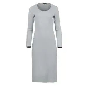 CONQUISTA Long Sleeve Ribbed Midi Dress - Grey