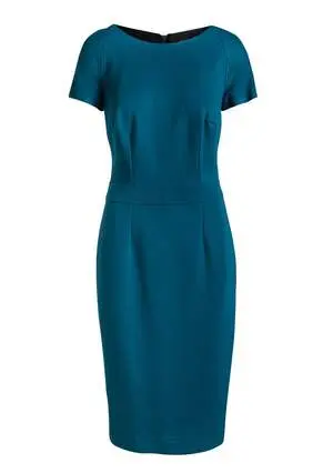 CONQUISTA Petrol Fitted Cap Sleeve Dress - Blue